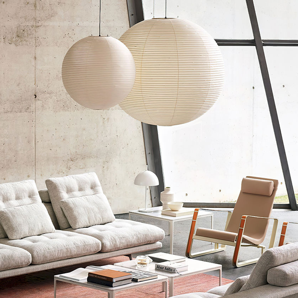 Retro Wabi-sabi Style Rice Paper Ball Pendant Lamp